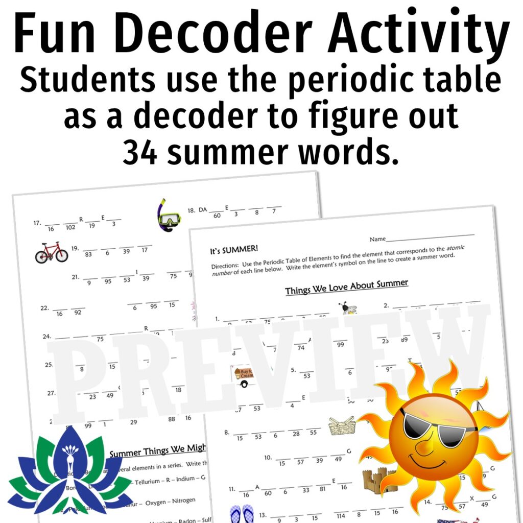 Summer Science Activity: Periodic Table Decoder - Flying Colors Science