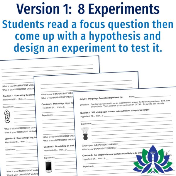 Scientific Method Activity: Design a Controlled Experiment - Flying ...