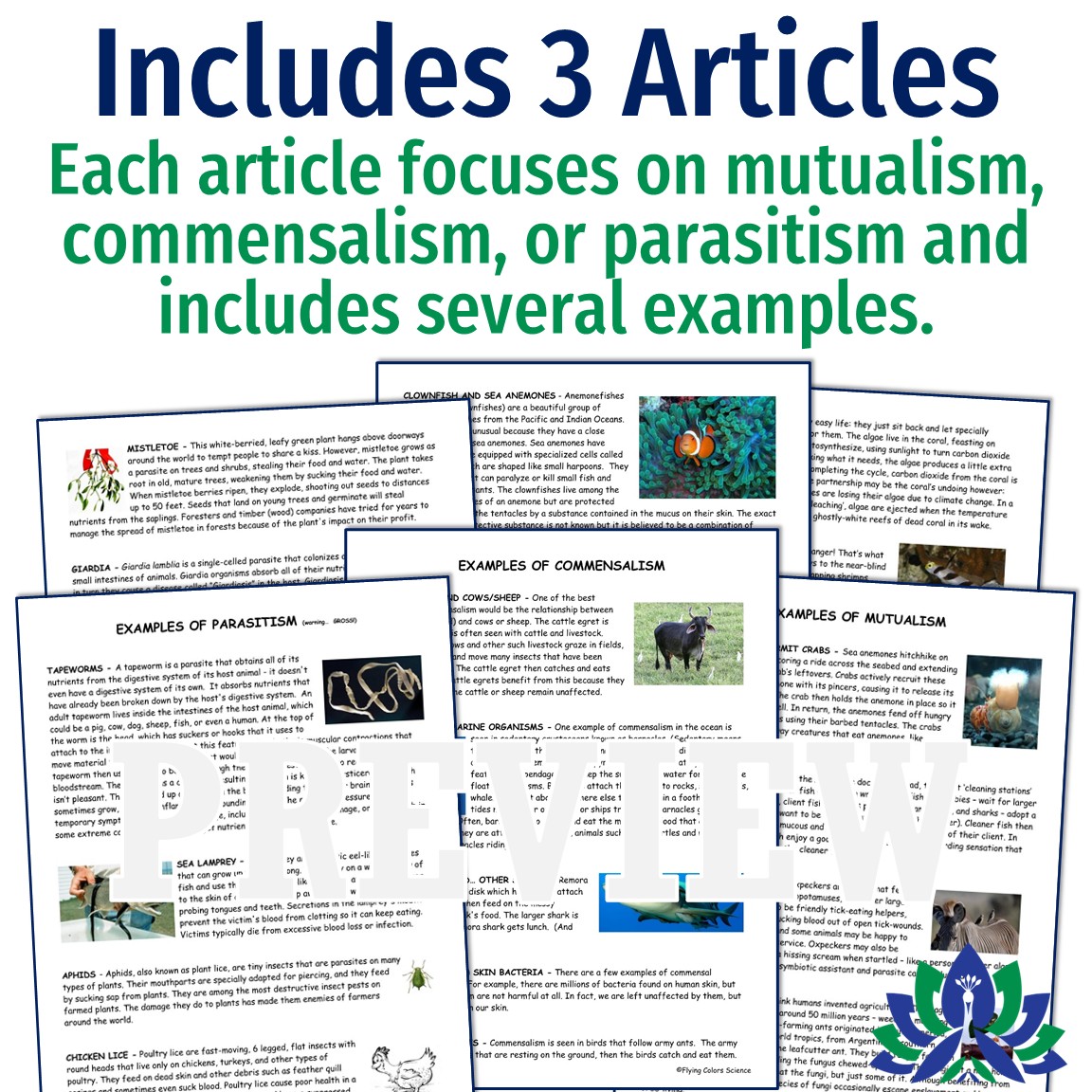 Symbiosis Reading Set with Worksheets - Flying Colors Science