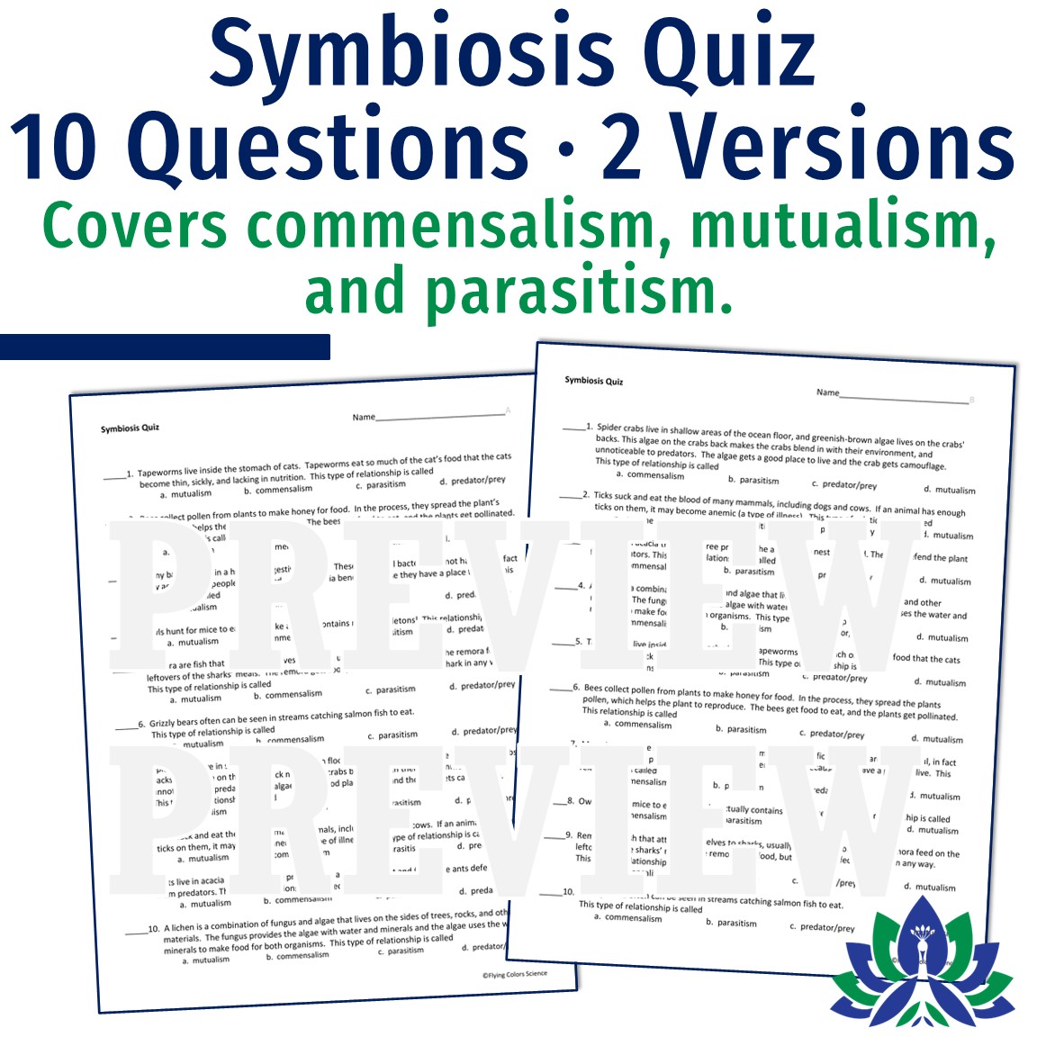 Symbiosis Quiz - Flying Colors Science