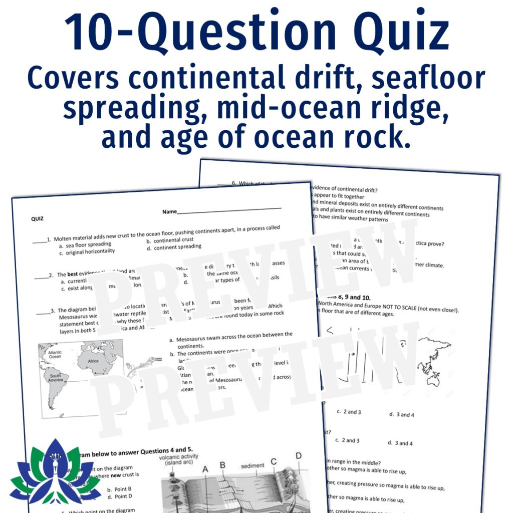 Continental Drift and Seafloor Spreading QUIZ - Flying Colors Science