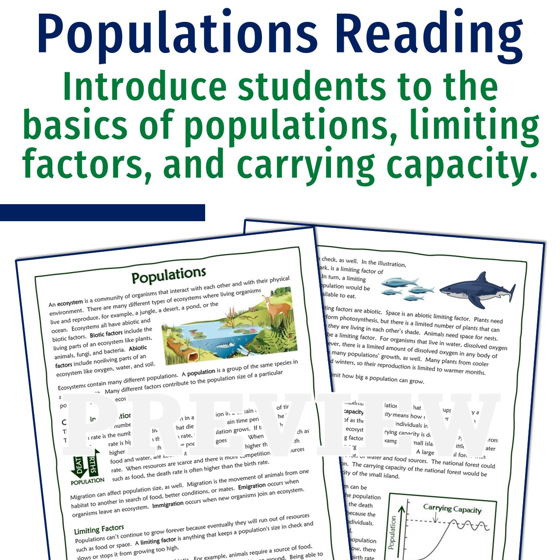 Populations Reading and Worksheet - Flying Colors Science