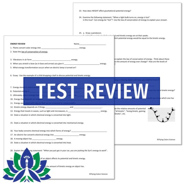 Middle School Energy Test - Flying Colors Science