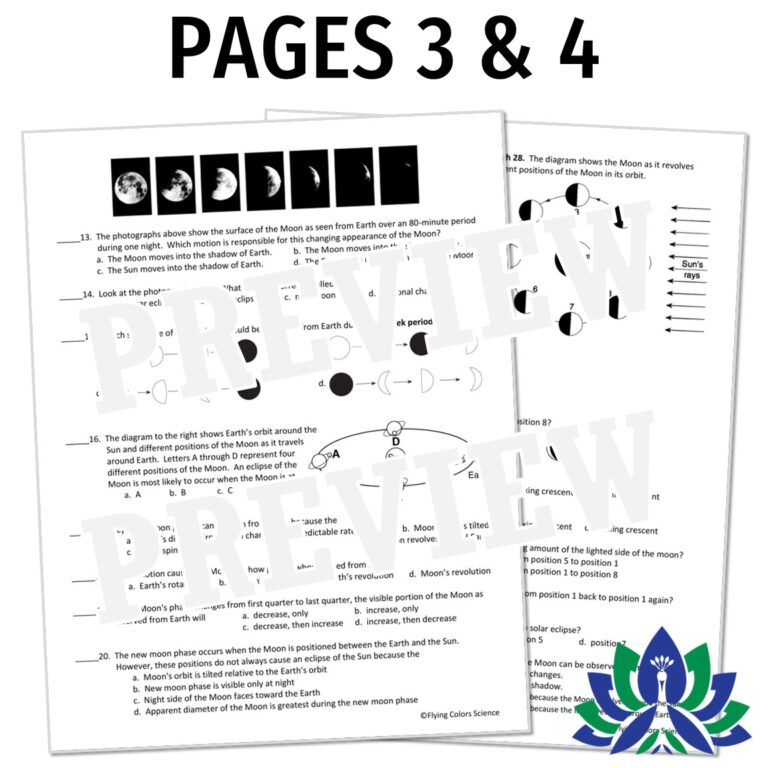 Eclipses and Moon Phases Worksheet - Flying Colors Science