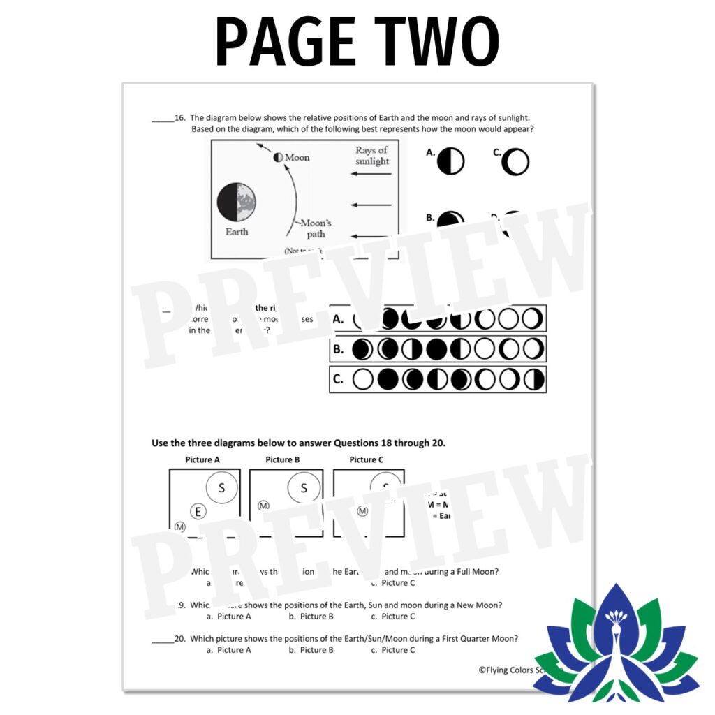 Moon Phases Quiz or Test - Flying Colors Science