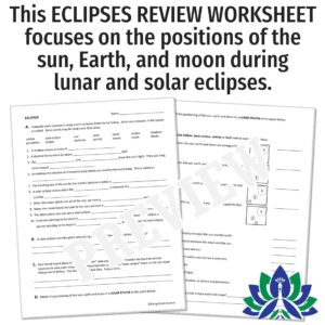 Lunar and Solar Eclipses Worksheet - Flying Colors Science
