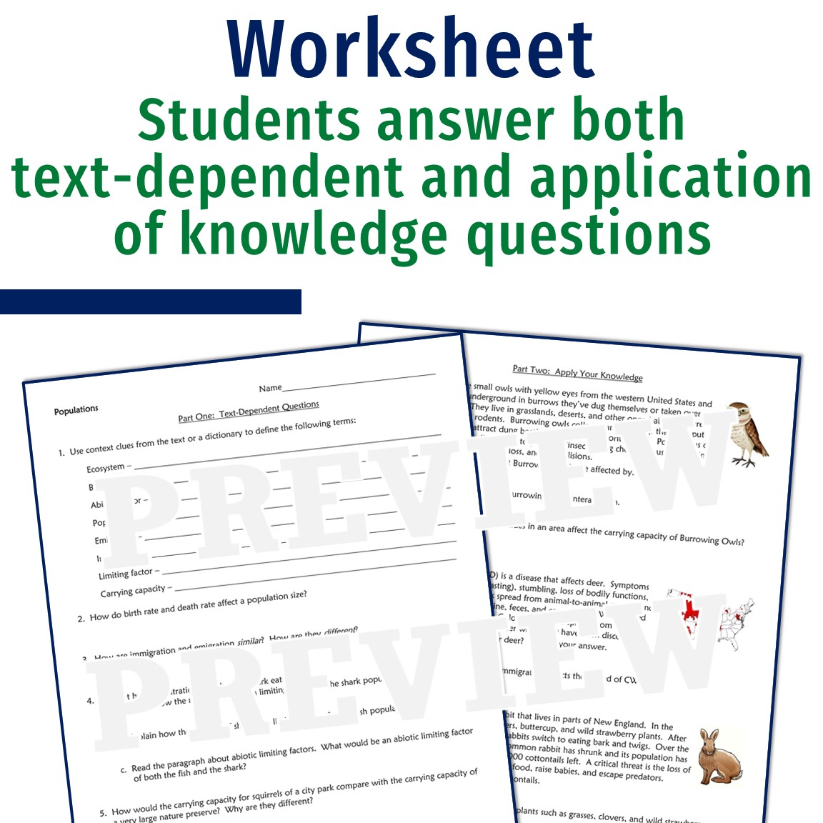 Populations Reading and Worksheet - Flying Colors Science