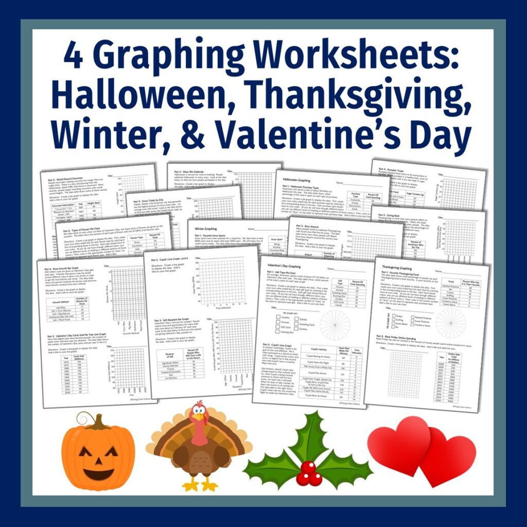 Holiday Graphing Practice Worksheets Bundle - Flying Colors Science