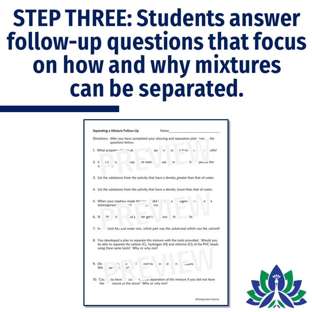 Classification of Matter Activity: Make a Plan to Separate a Mixture ...