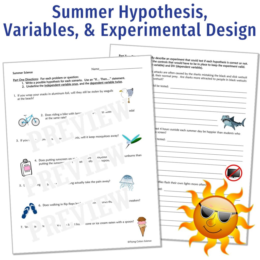 Holiday-Themed Hypotheses and Variables Worksheets - Flying Colors Science
