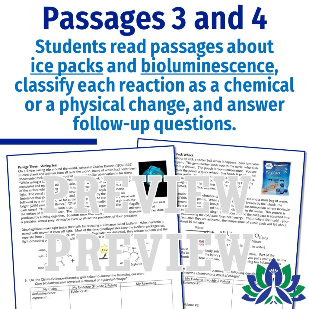 Physical and Chemical Changes Activity: Claims and Evidence - Flying ...