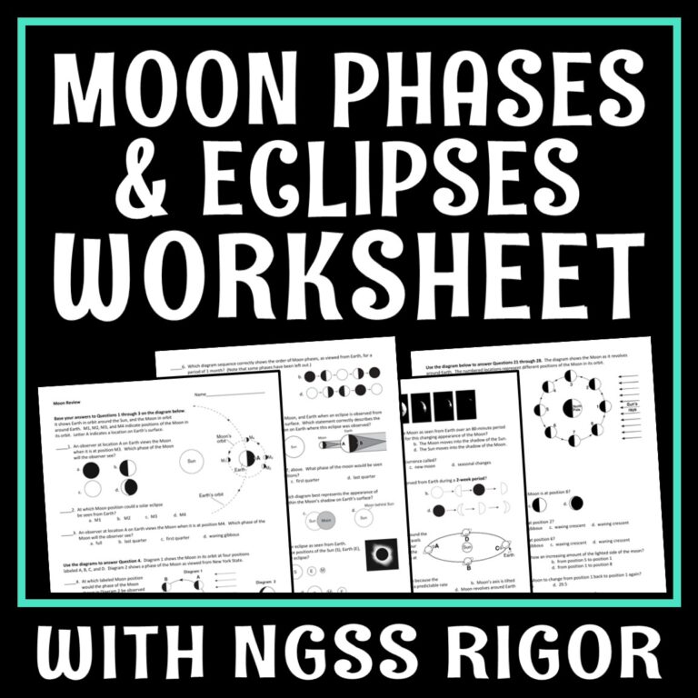 Eclipses and Moon Phases Worksheet - Flying Colors Science