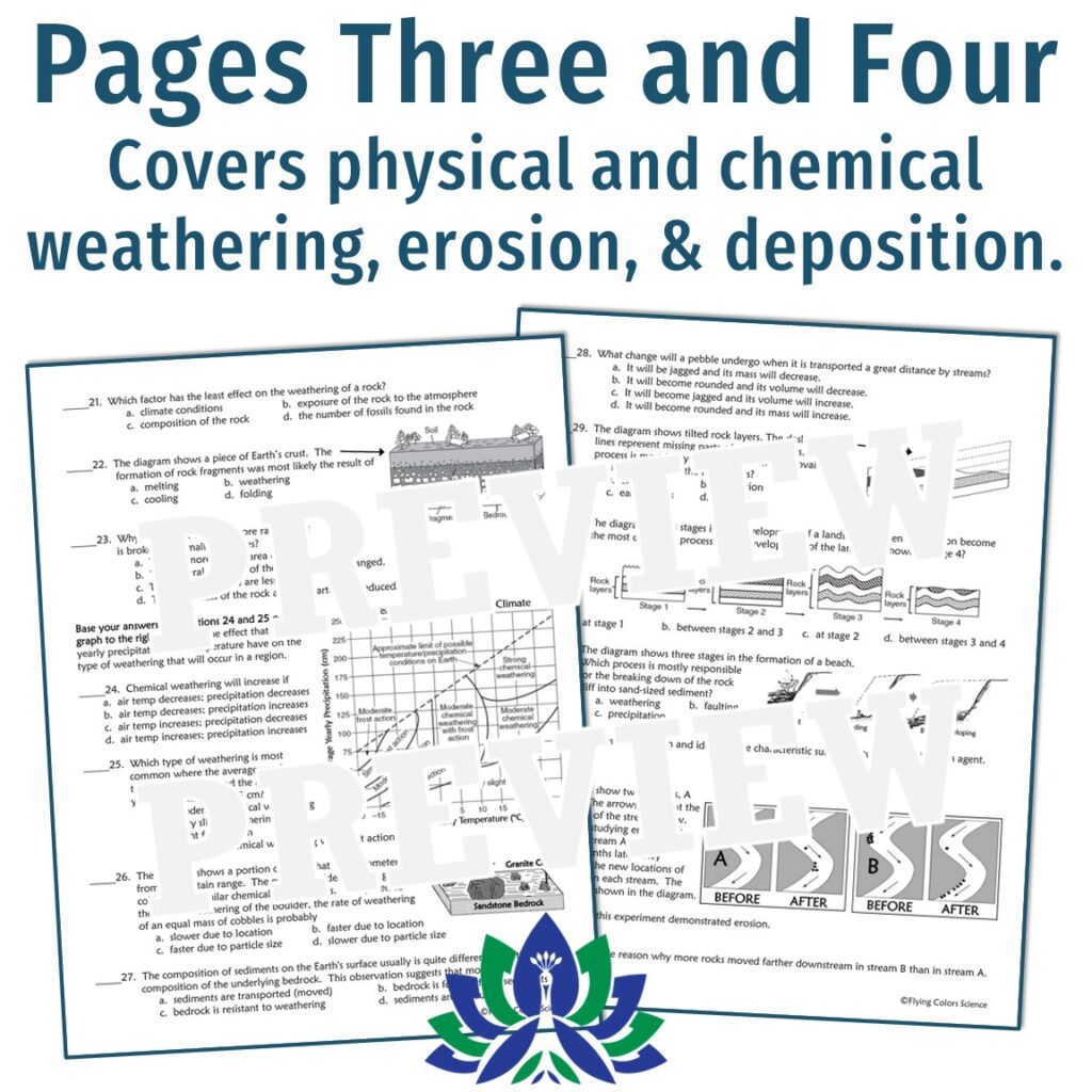 Weathering and Erosion Worksheet - Flying Colors Science