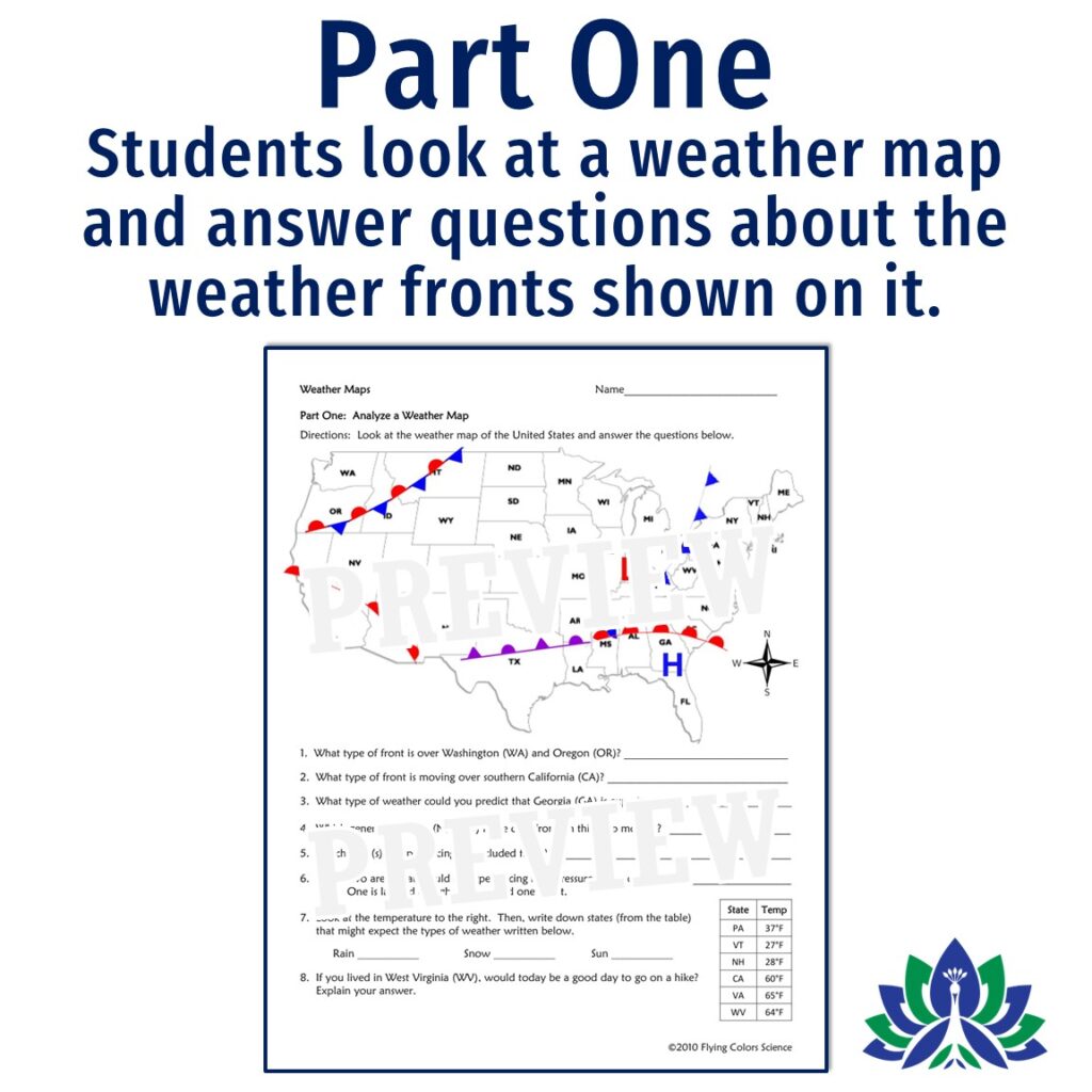 Weather Maps Worksheet - Flying Colors Science