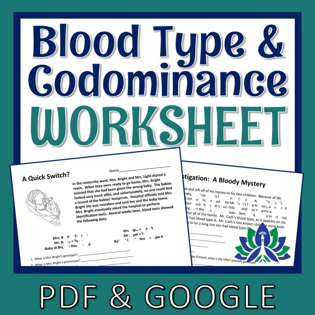 Blood Type and Codominance Genetics Worksheet - Flying Colors Science