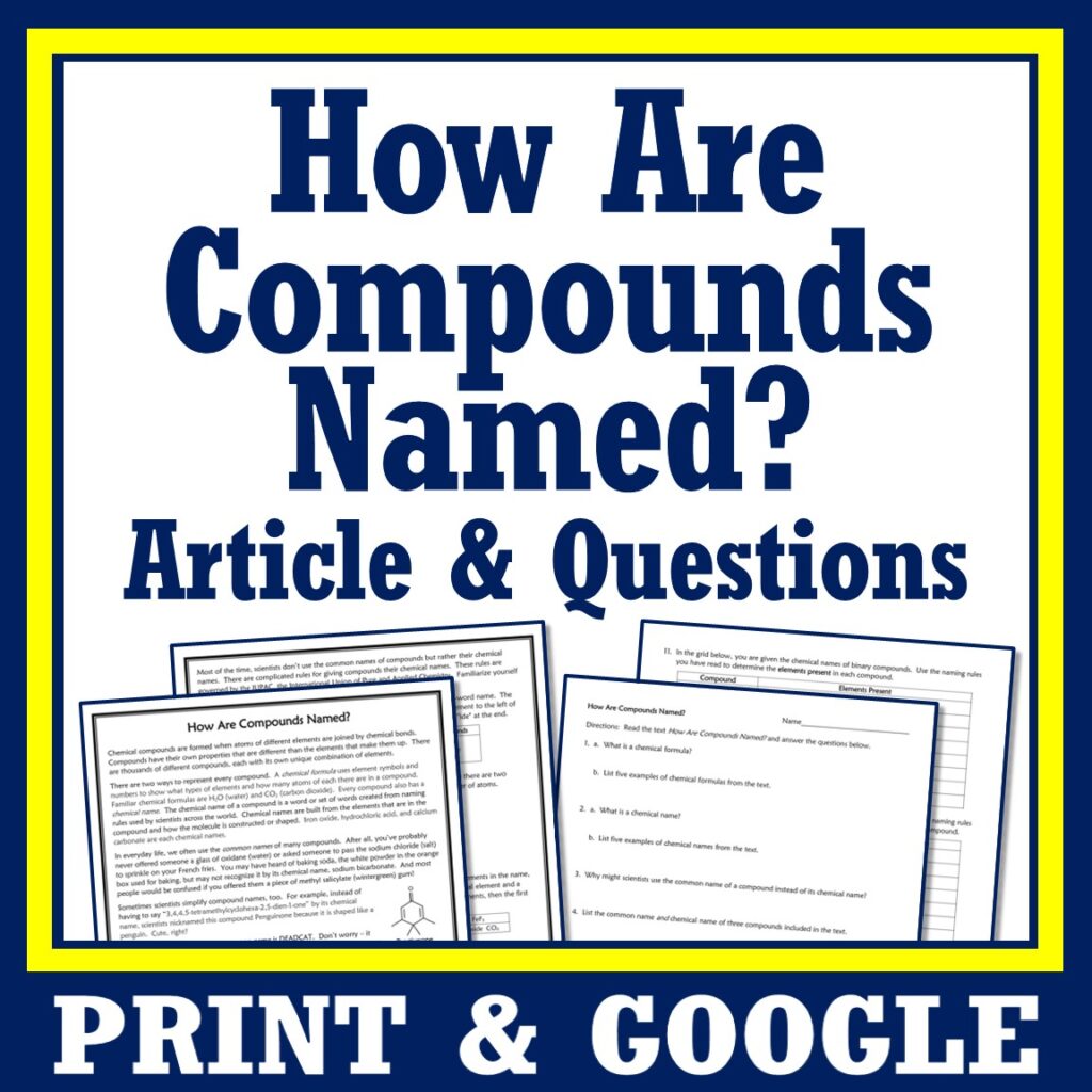 Naming Compounds Worksheet and Chemical Nomenclature Article - Flying ...