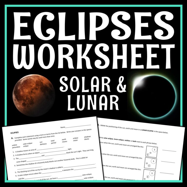 Lunar and Solar Eclipses Worksheet - Flying Colors Science