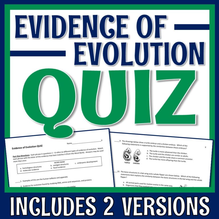 Evidence of Evolution QUIZ - Flying Colors Science