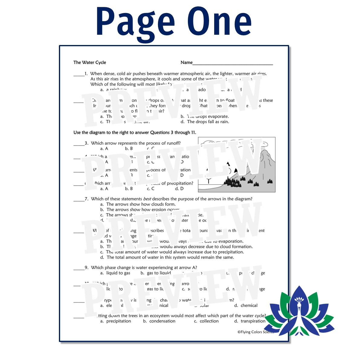 NGSS Water Cycle Worksheet - Flying Colors Science