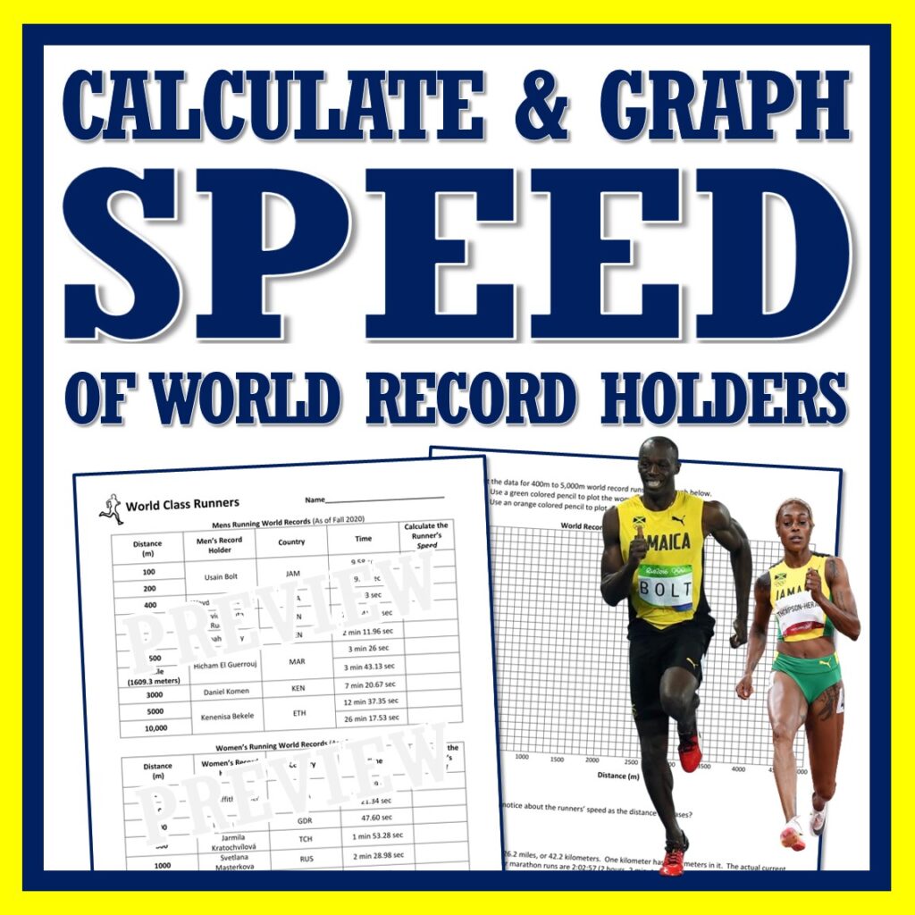 Calculate Speed Worksheet: Use REAL World Record Runner Data - Flying ...
