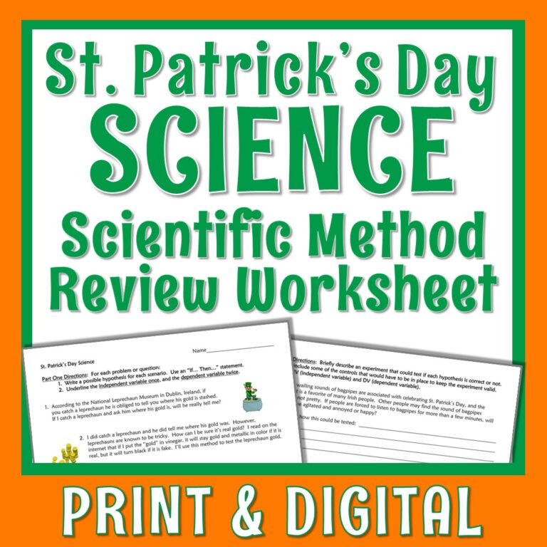 St Patrick's Day Science Worksheet: Scientific Method - Flying Colors ...