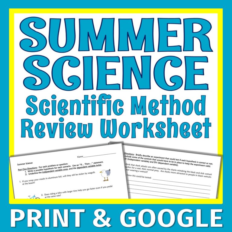 Summer Science Worksheet: Scientific Method - Flying Colors Science