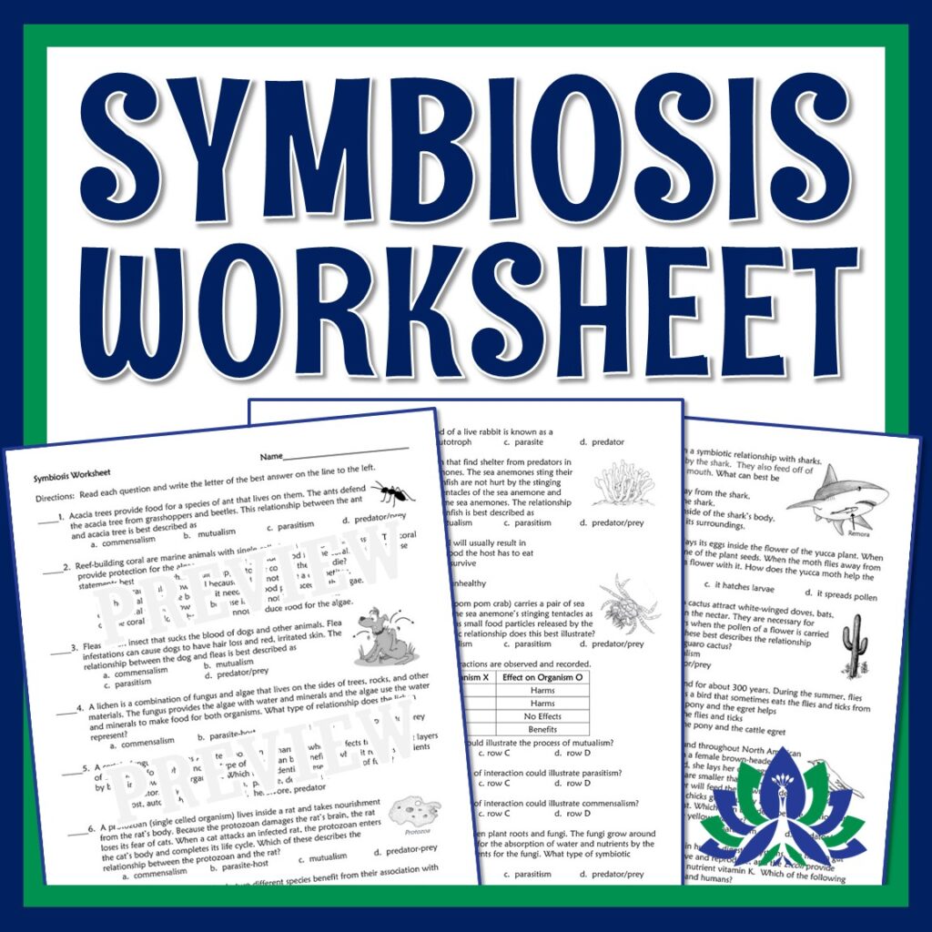 Symbiosis Worksheet - Flying Colors Science