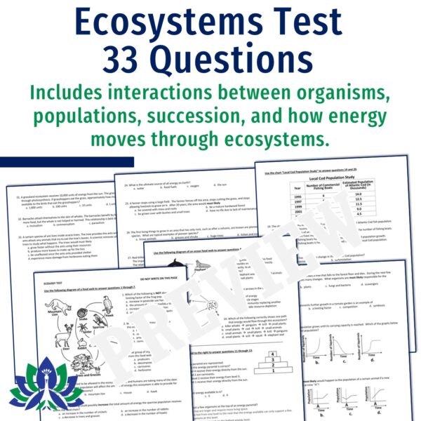 Ecosystems Assessments BUNDLE - Flying Colors Science
