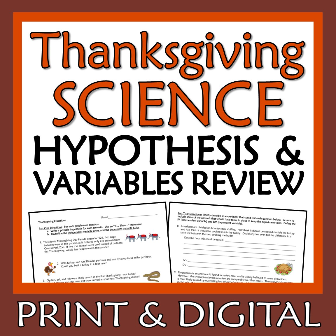 Thanksgiving Science Activity Review The Scientific Method Hypothesis Thanksgiving Science Activity Review The Scientific Method Hypothesis