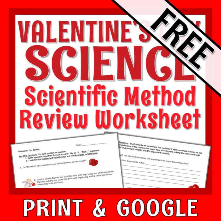 Valentine's Day Science Worksheet: Scientific Method - Flying Colors ...