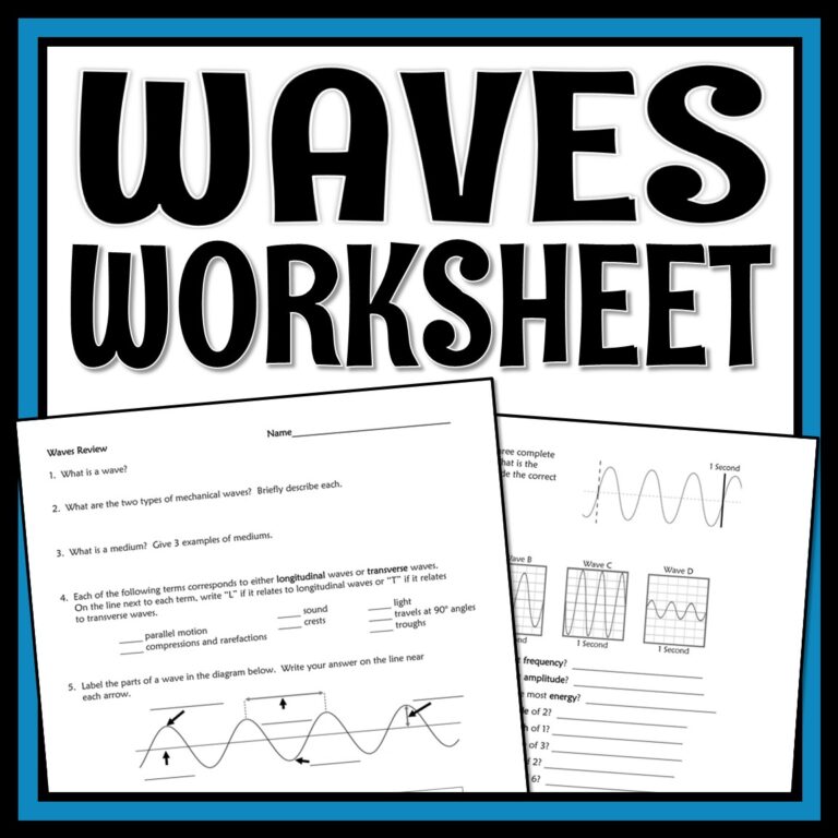 Properties of Waves Worksheet - Flying Colors Science
