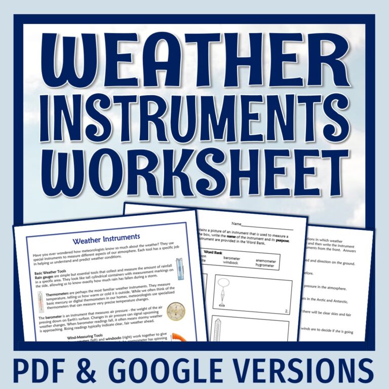 Weather Instruments Worksheet - Flying Colors Science