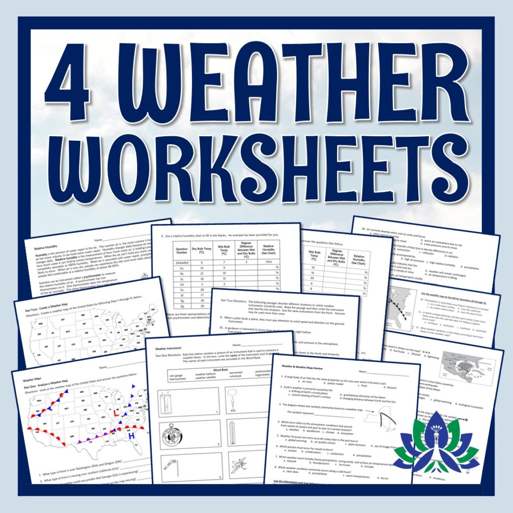 Weather Worksheets (Set of 4) - Flying Colors Science