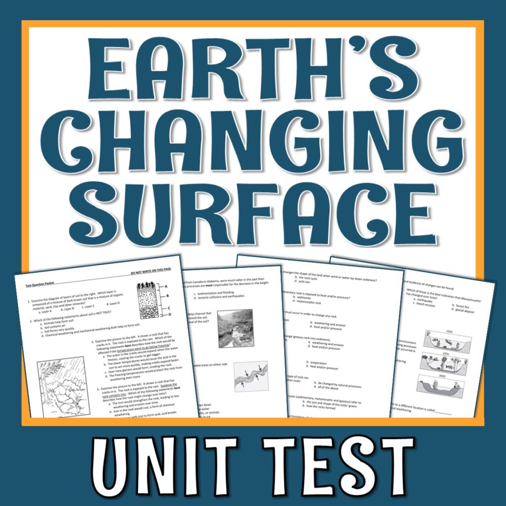 Earth's Changing Surface Test: Rock Cycle, Weathering, Erosion - Flying ...