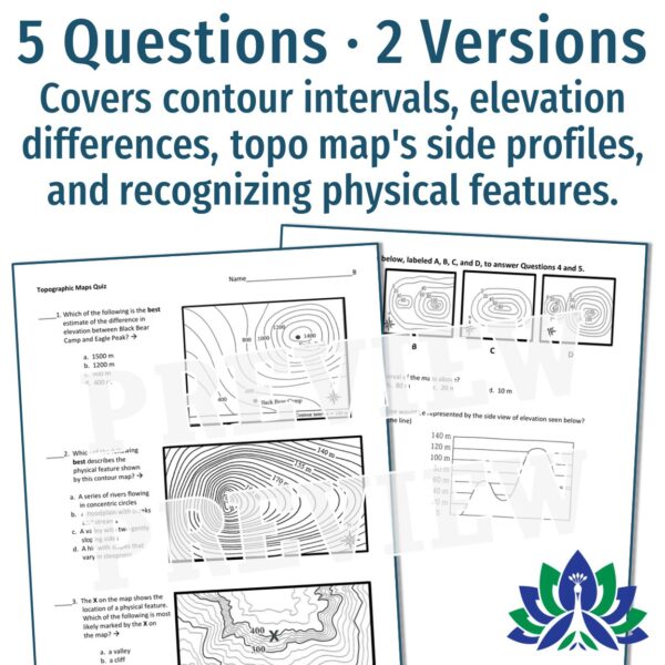 Topographic Map and Contour Map Quiz - Flying Colors Science