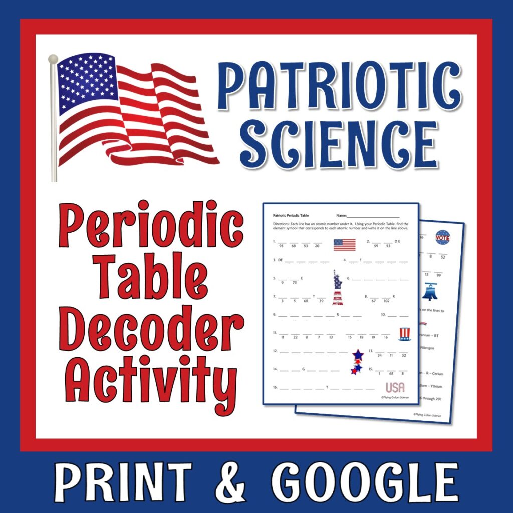 Patriotic Holidays Science: Periodic Table Decoder Activity - Flying ...