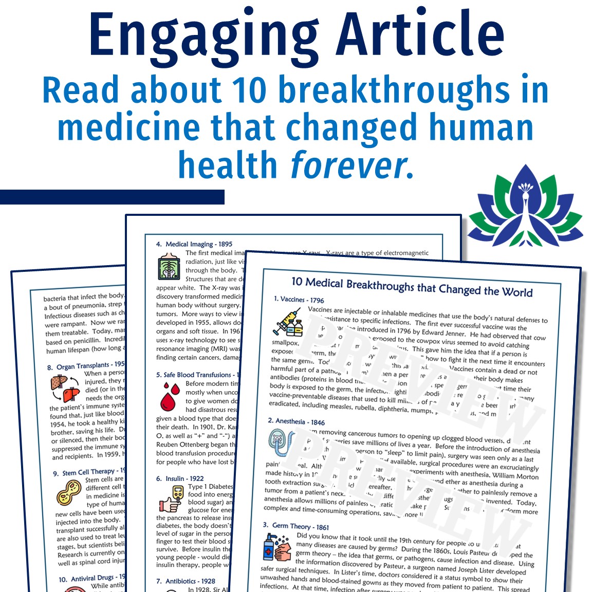 10 Groundbreaking Discoveries in Medicine Article and Worksheet ...