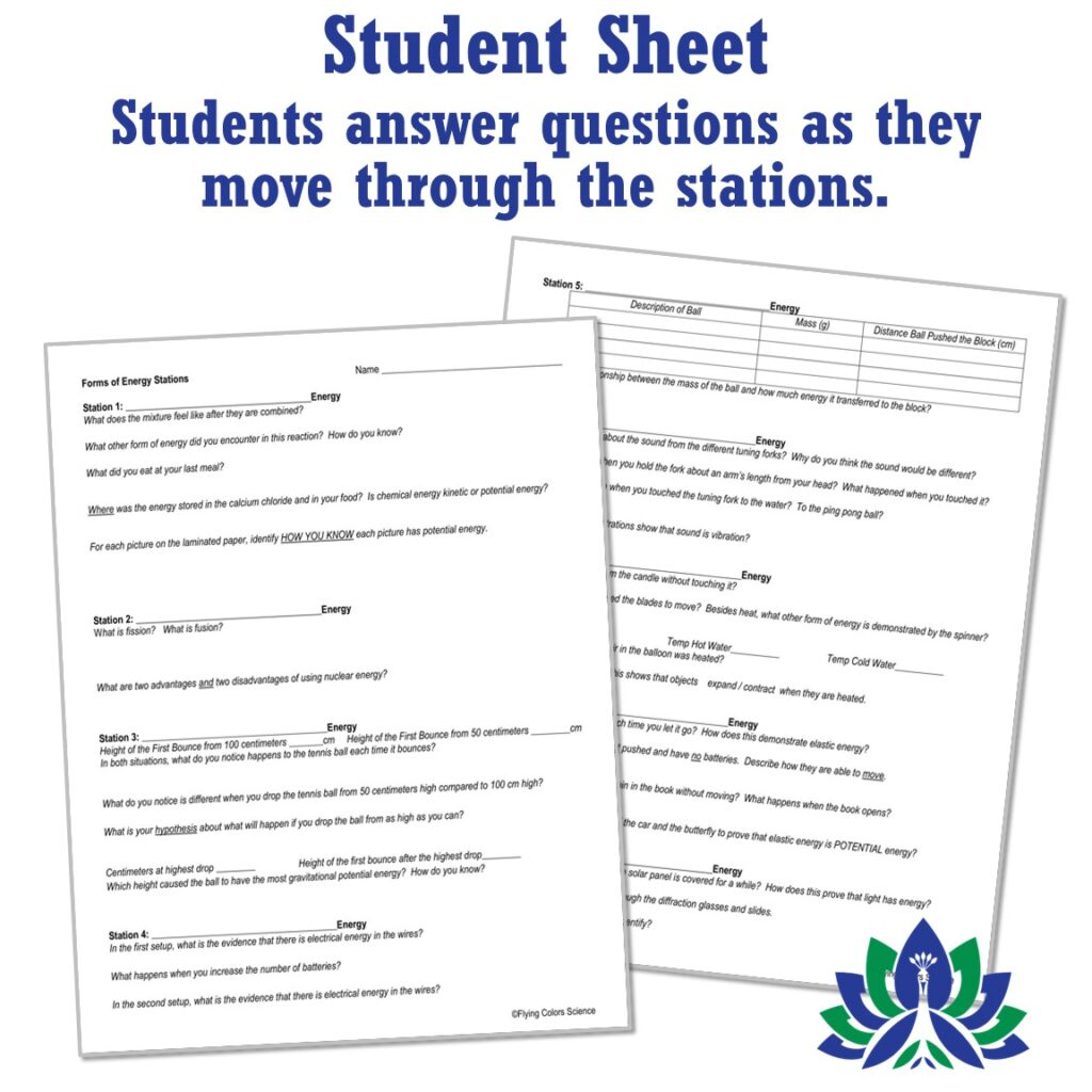 Forms of Energy Stations Activity - Flying Colors Science