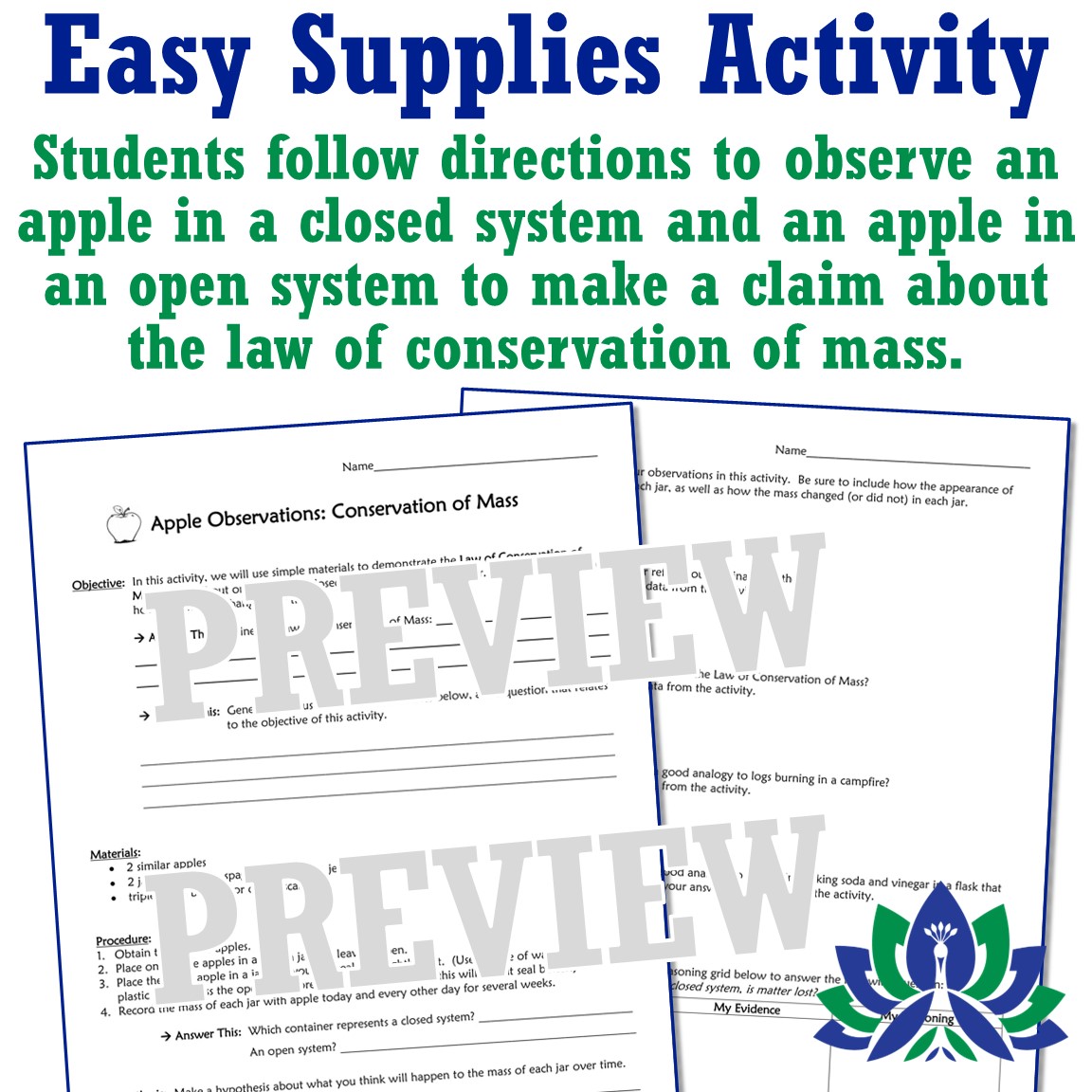 Law of Conservation of Mass READING and ACTIVITY - Flying Colors Science