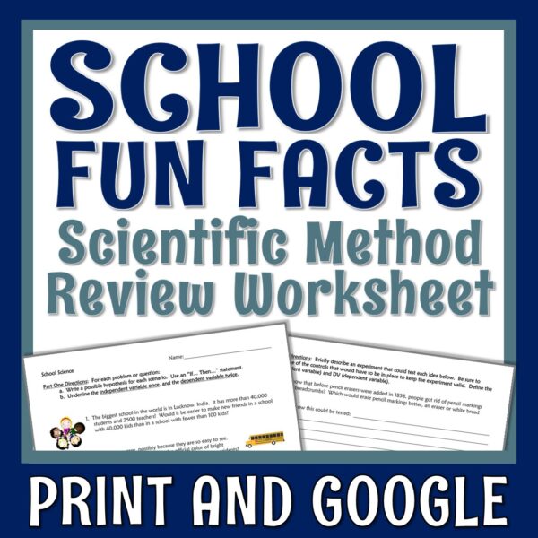 School-Themed Hypothesis and Variables Worksheet - Flying Colors Science