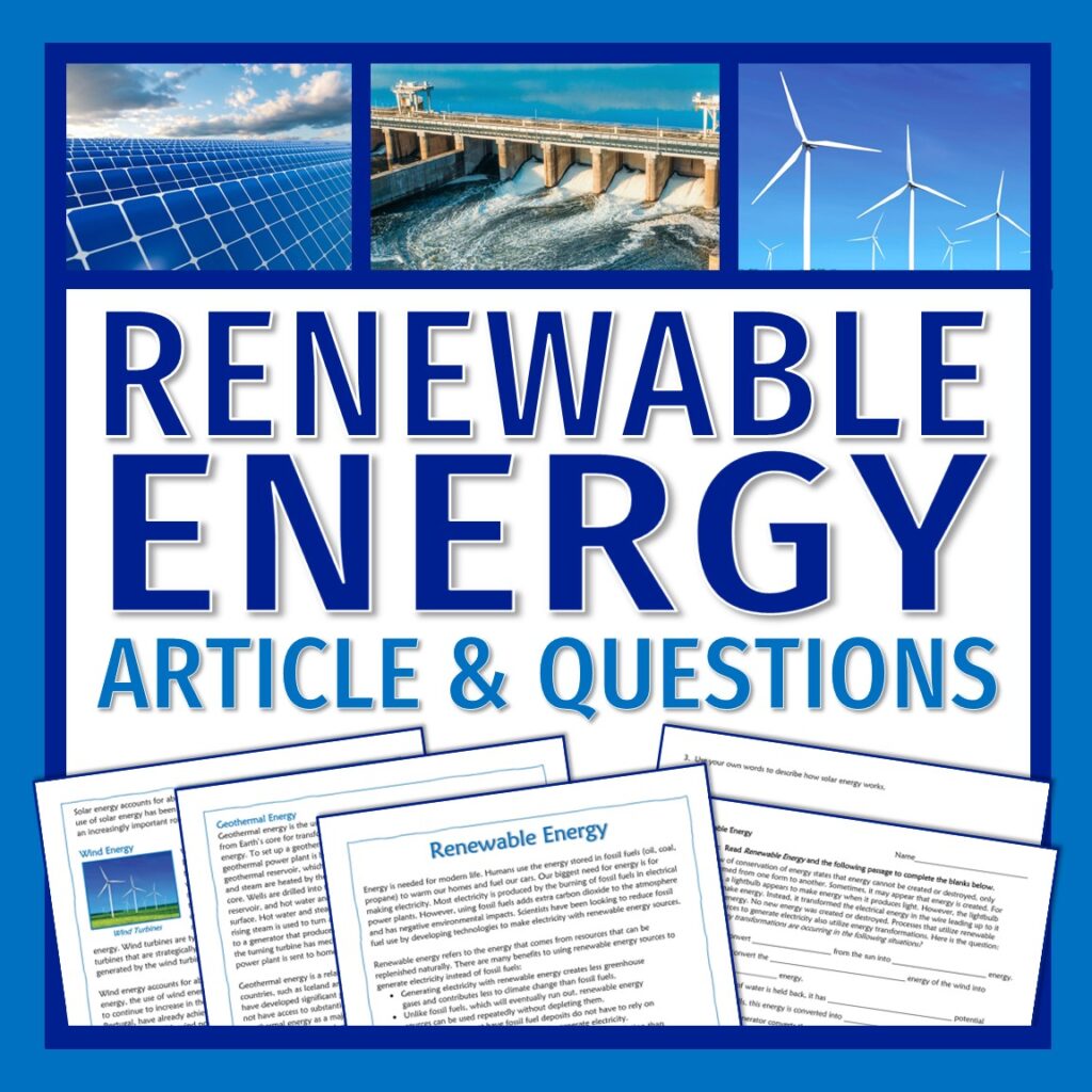 Renewable Energy Reading and Questions - Flying Colors Science