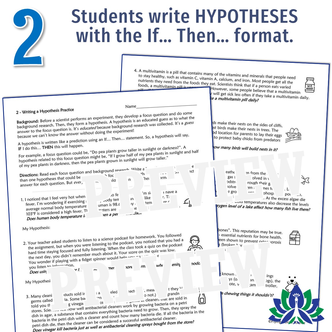 Parts of the Scientific Method Worksheets - Flying Colors Science