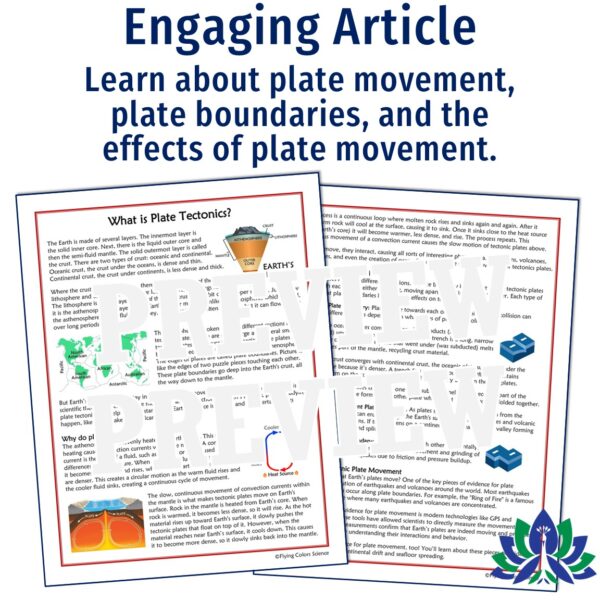 Plate Tectonics Reading Article and Worksheet - Flying Colors Science
