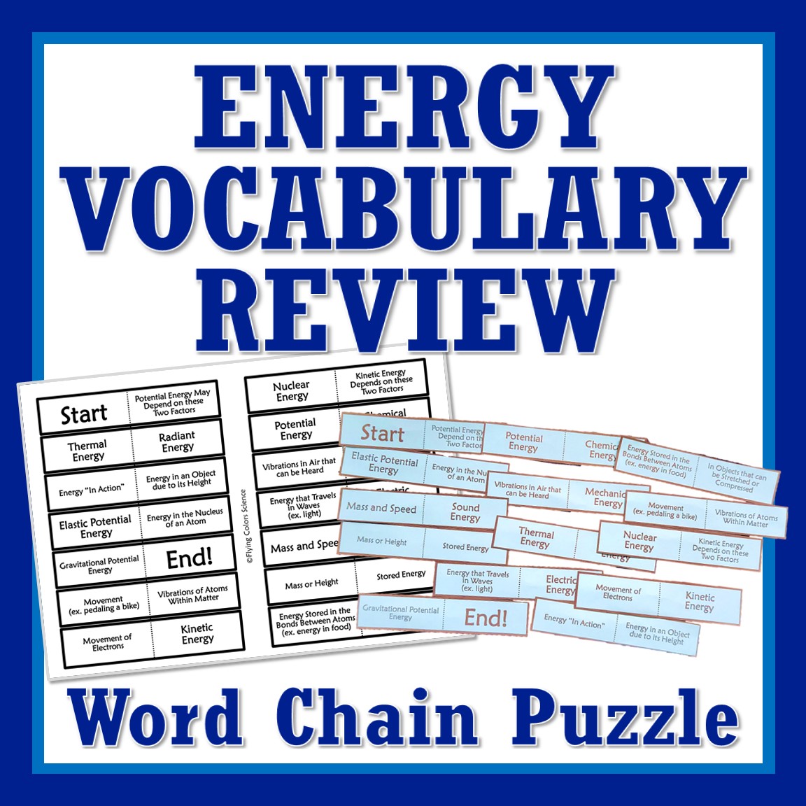 Energy Vocabulary Activity: Chain Puzzle - Flying Colors Science