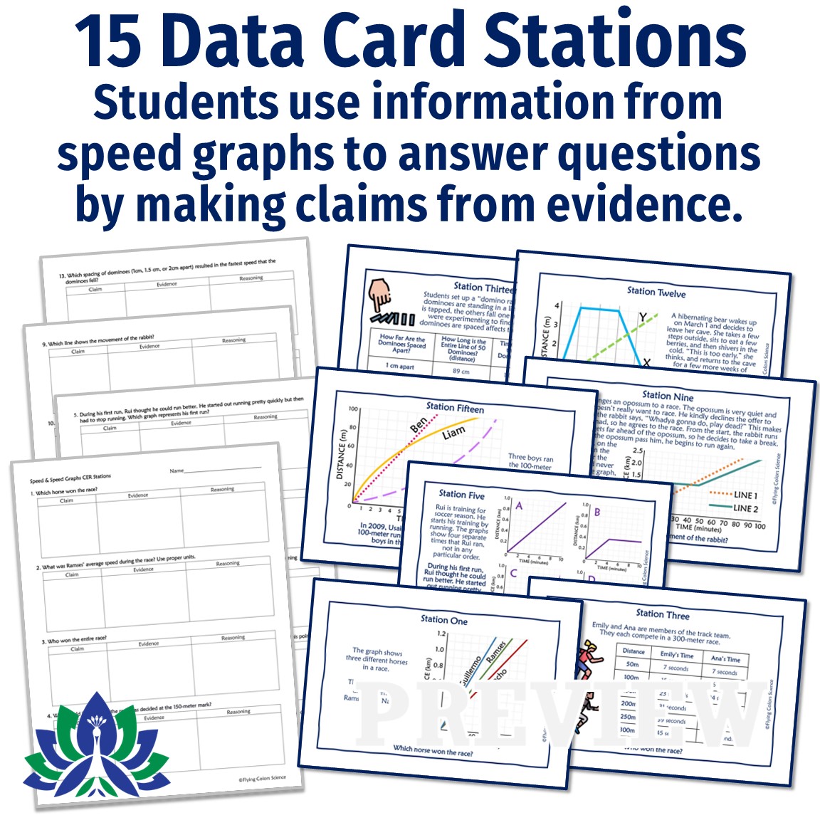 Speed Graphs Activity: CER Stations and Worksheet - Flying Colors Science