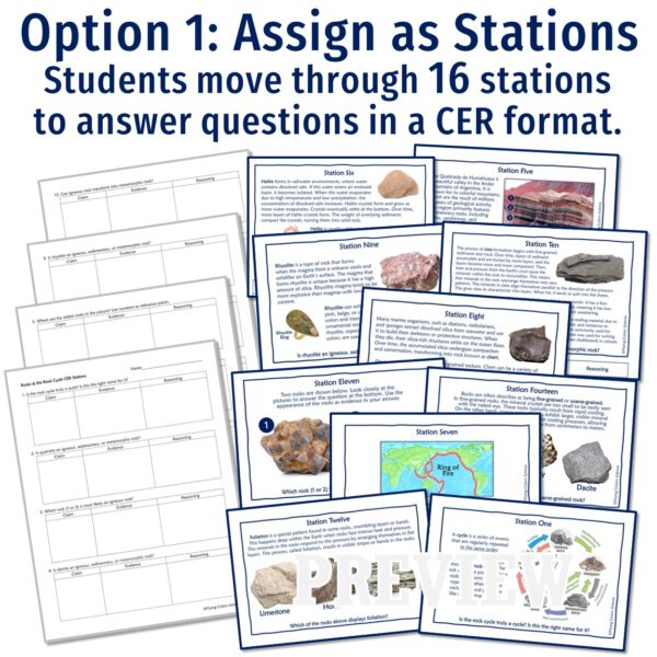 Types of Rocks and the Rock Cycle CER Activity - Flying Colors Science