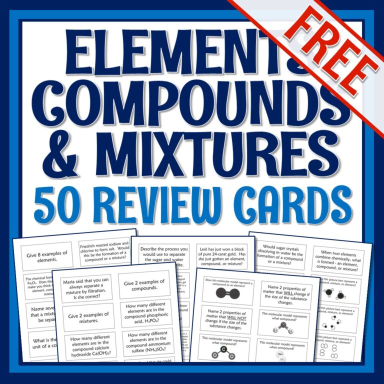 Classification of Matter Review Cards - Flying Colors Science