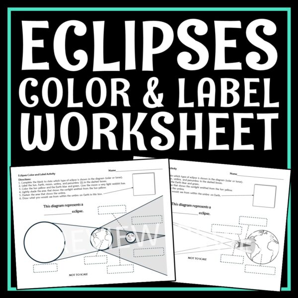 Lunar and Solar Eclipses Coloring Page Worksheet - Flying Colors Science