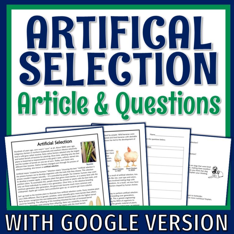 Artificial Selection Reading with Worksheet - Flying Colors Science