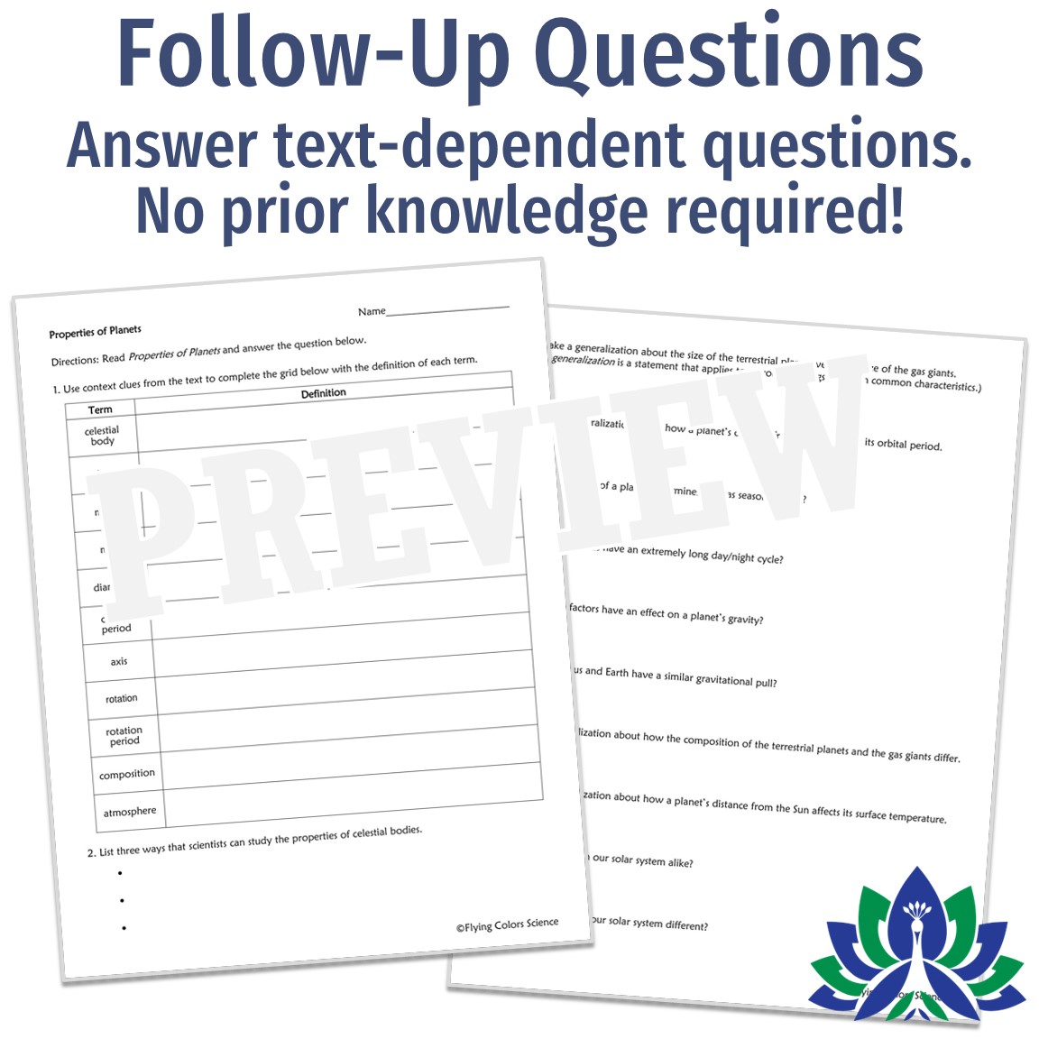 Scale Properties of Objects in the Solar System Reading - Flying Colors ...